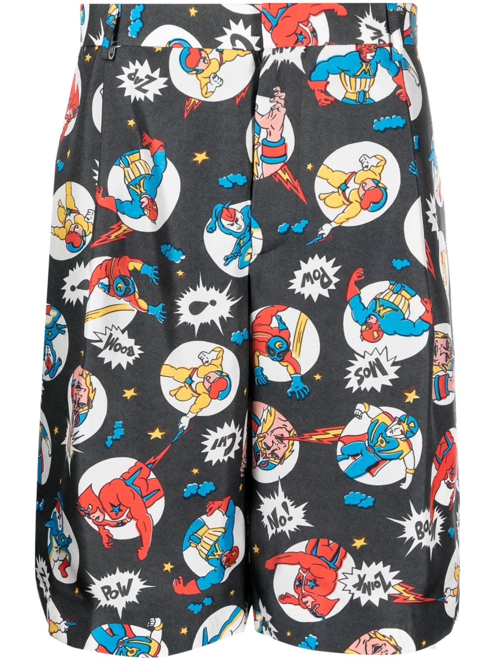 MOSCHINO Moschino Comic-Print Silk Shorts