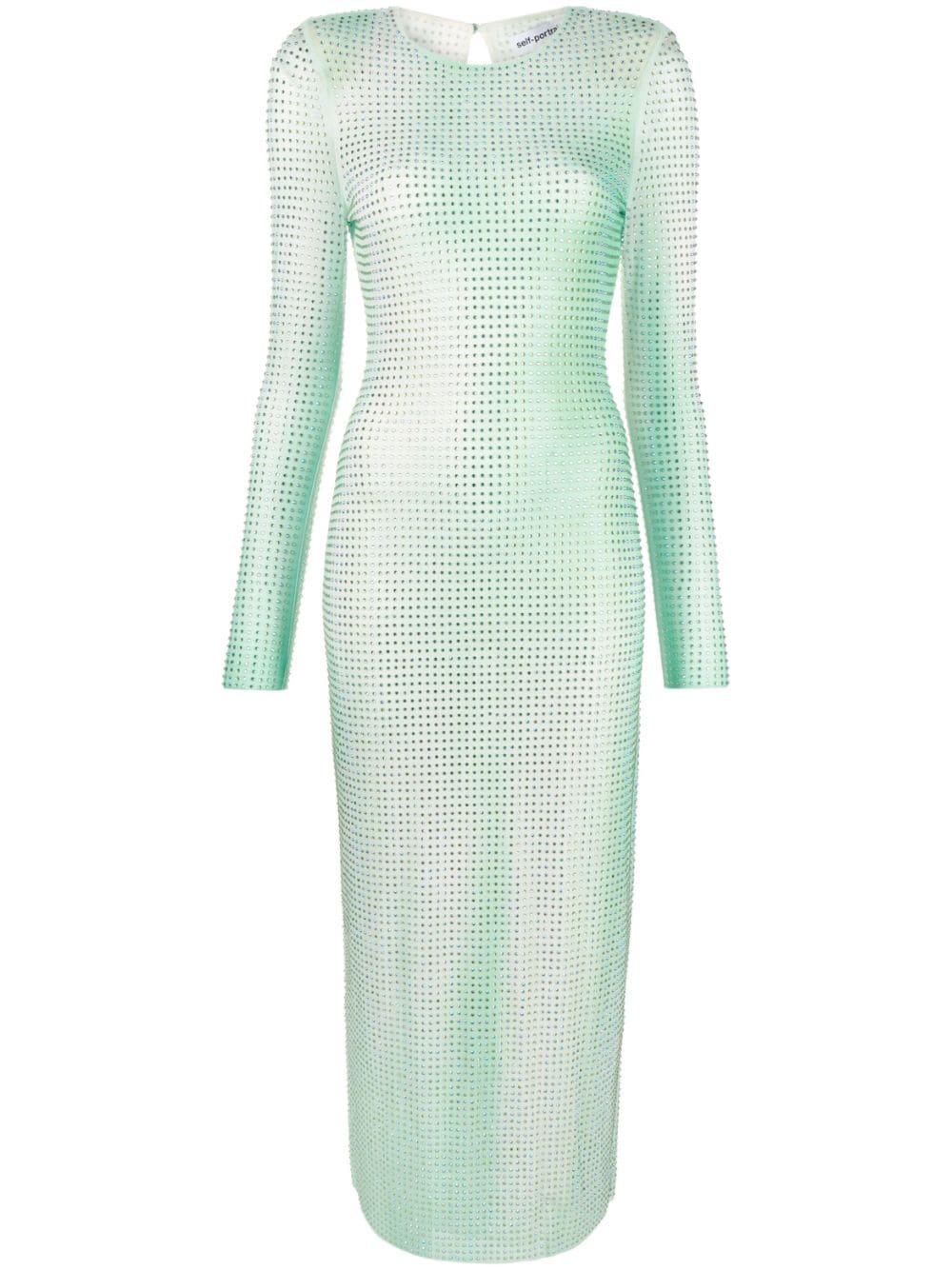 green emerald velvet dress RENT Self Portrait Green Rhinestone Mesh Keyhole Maxi Dress (RRP £450) main image 0