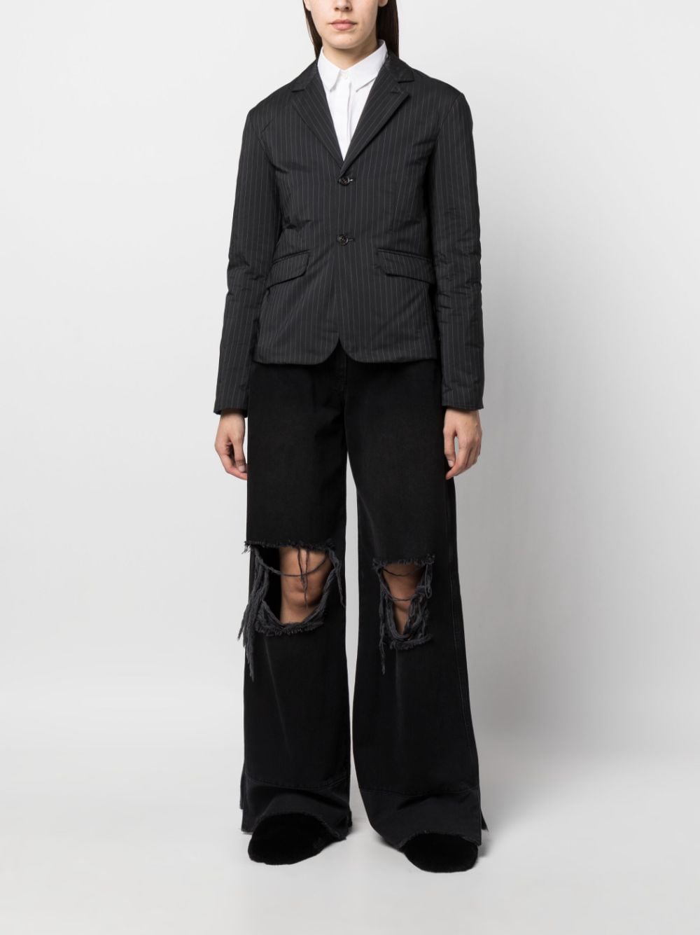 MAISON MARGIELA MM6 Maison Margiela Single-Breasted Pinstripe Blazer