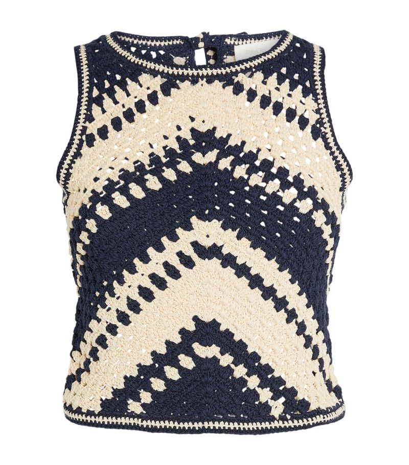 Zimmermann Crochet Chintz Crop Top - Navy | Editorialist