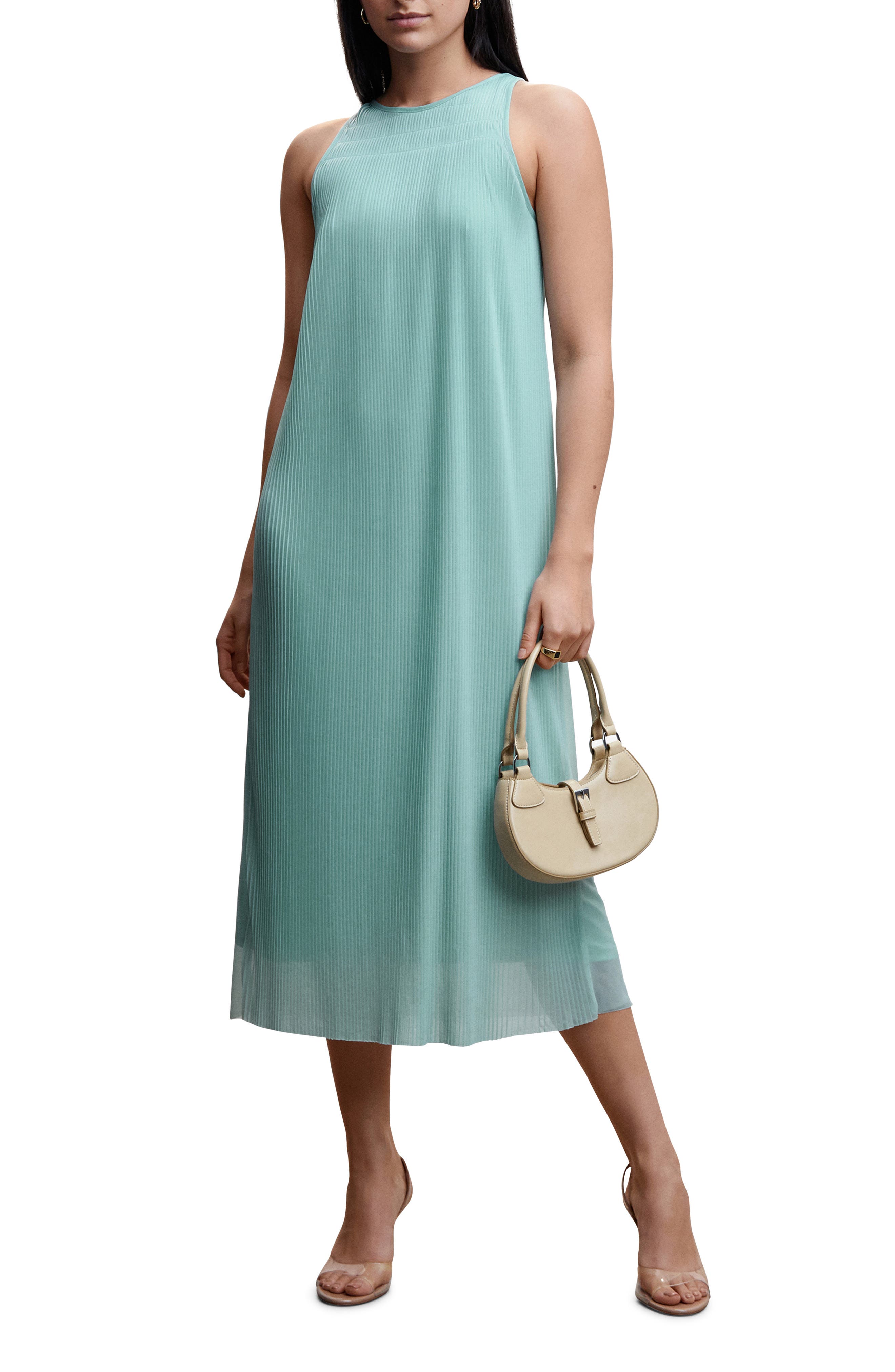 mango pleated shift mini dress Mango tailored pleated hem sleeveless mini dress in grey pinstripe
