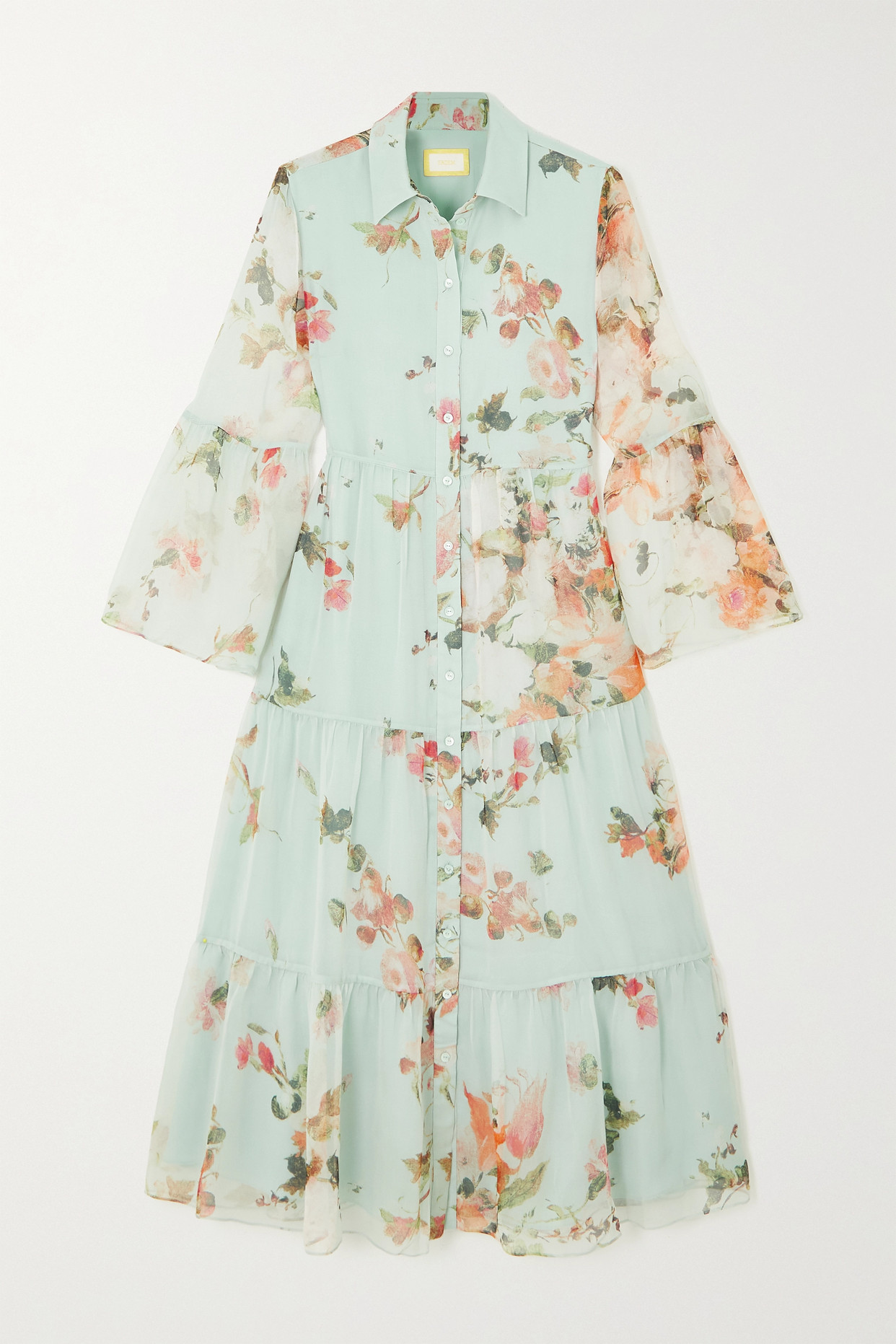 mint green floral bridesmaid dress Mint Green Chiffon Bridesmaid Dress A-Line Maxi main image 0