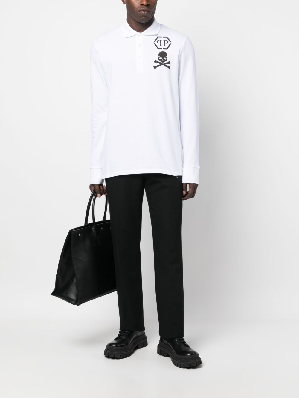 PHILIPP PLEIN logo-print long-sleeved polo shirt