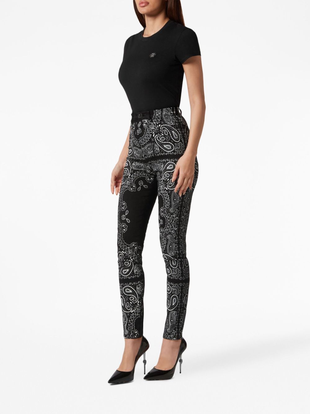 PHILIPP PLEIN Paisley-Printed High-Waisted Jeggings