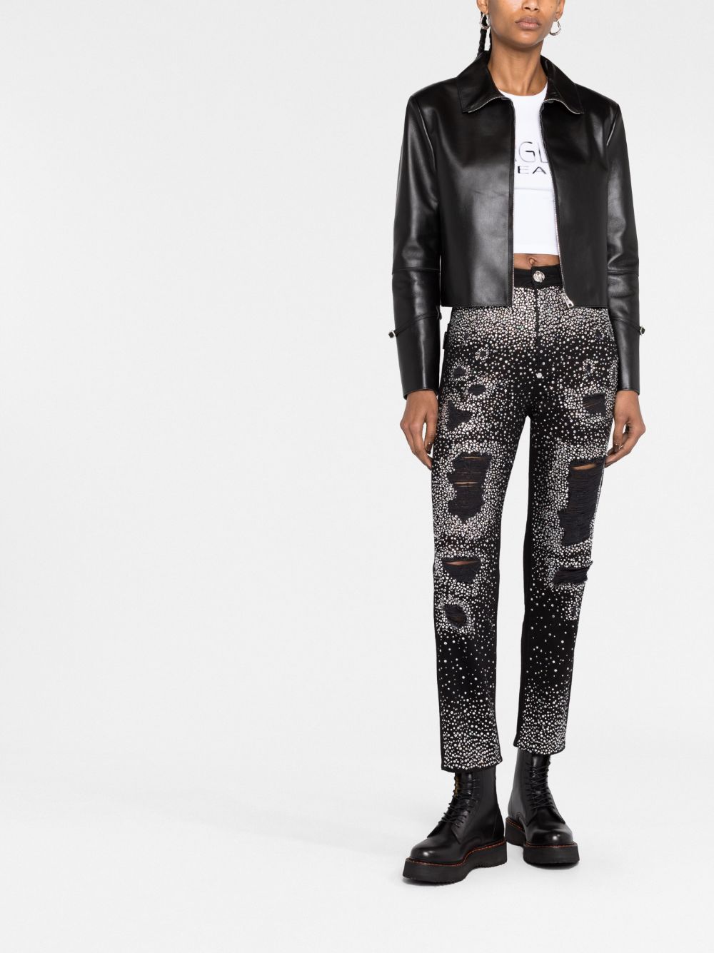 PHILIPP PLEIN Philipp Plein Crystal-Embellished Boyfriend Jeans