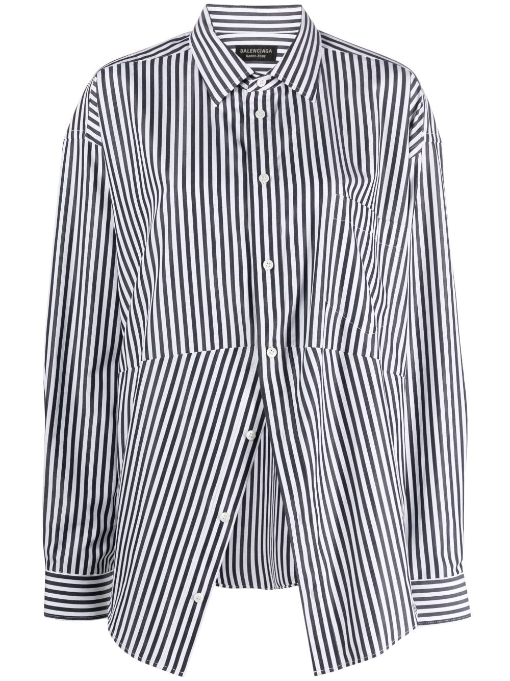 Balenciaga Swing Striped Cotton Shirt In Black - 43% Off