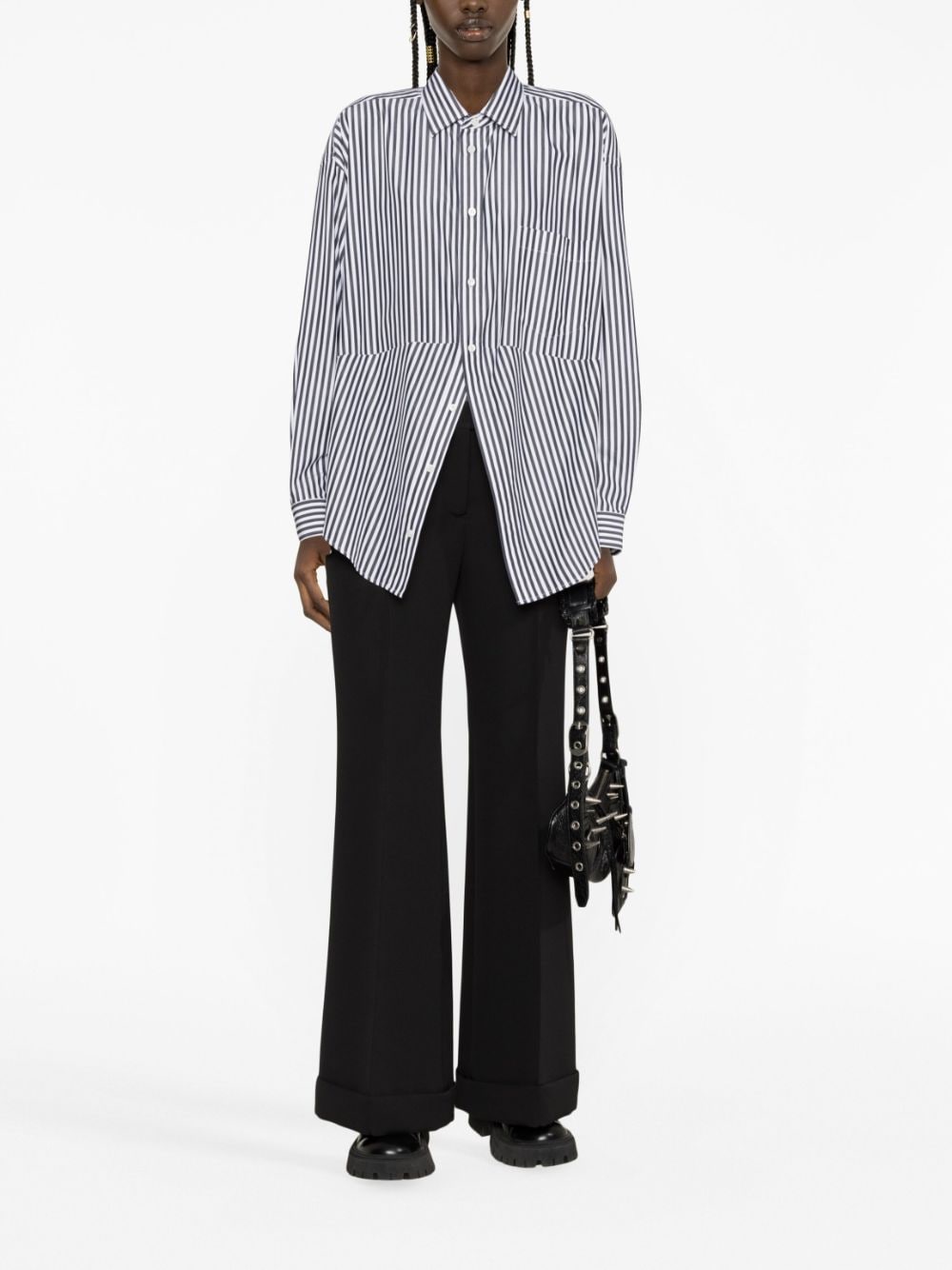Balenciaga Swing Striped Cotton Shirt In Black - 43% Off
