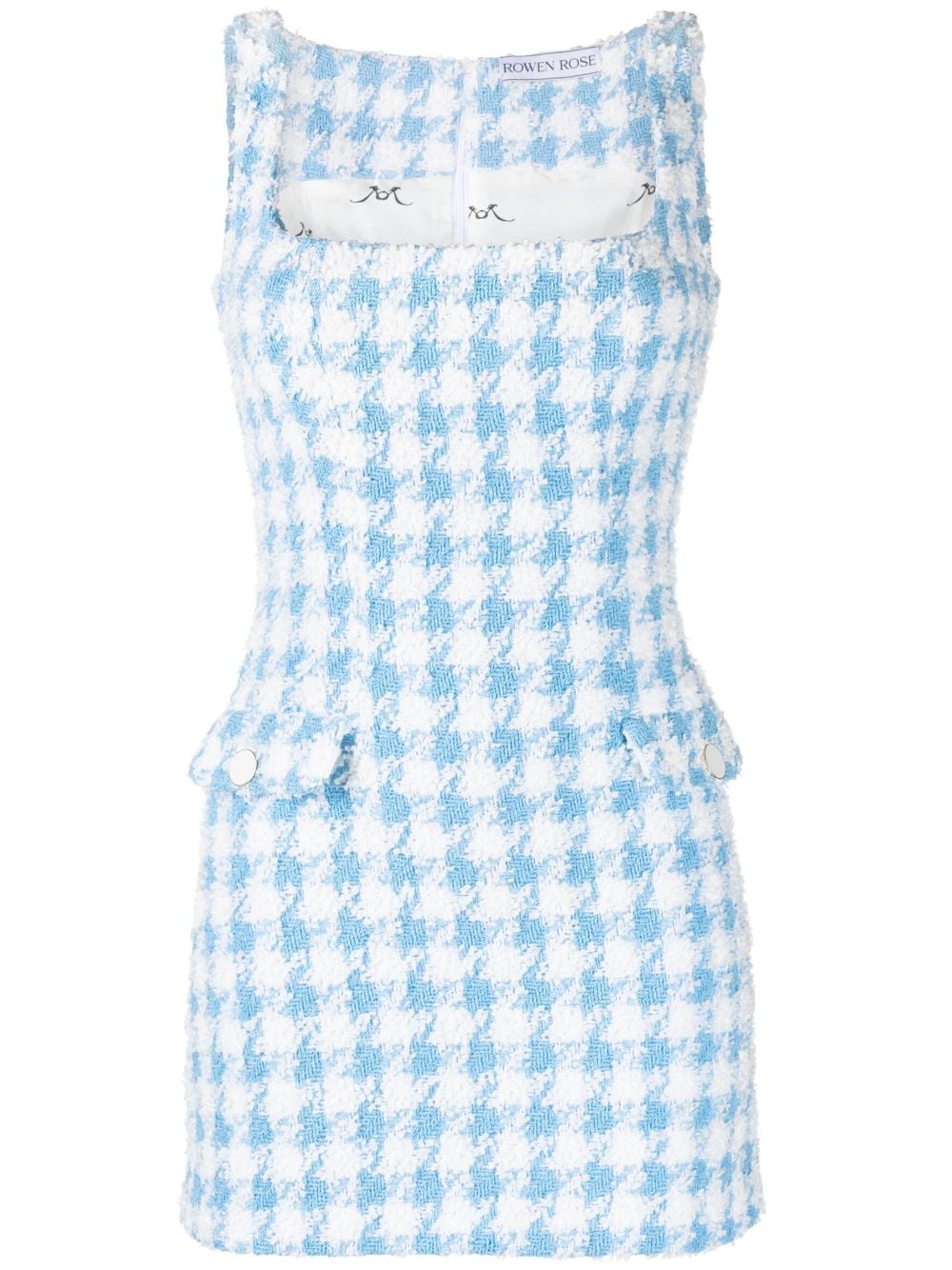 Rowen Rose Houndstooth Tweed Mini Dress In Blue - 62% Off | Editorialist