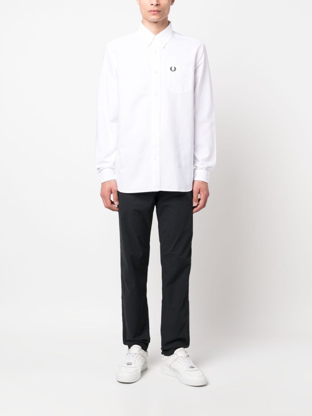 FRED PERRY logo-embroidered cotton shirt