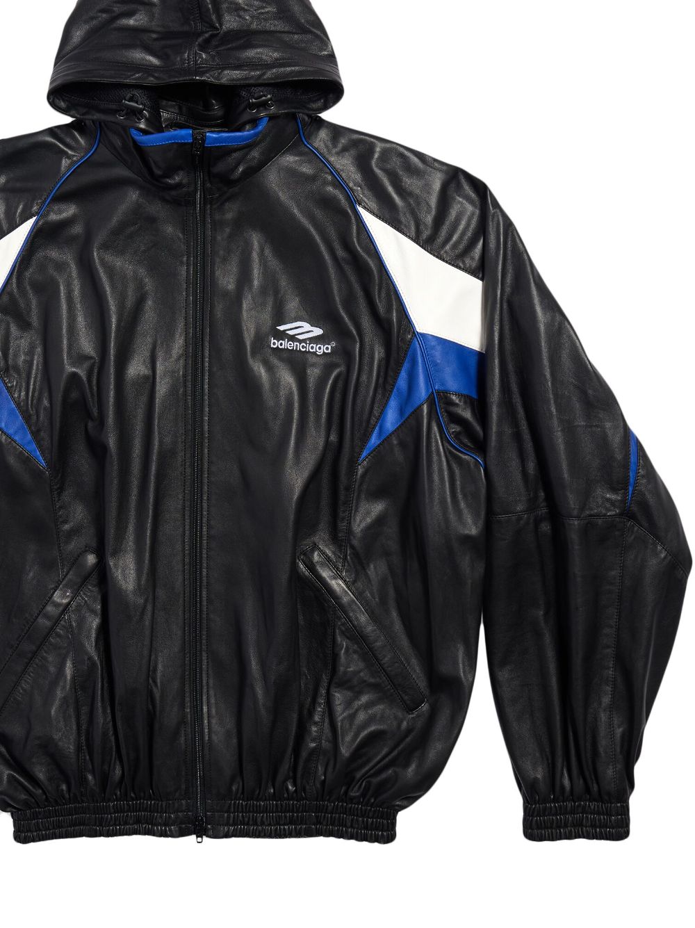 Balenciaga 3b Sports Icon Leather Jacket - Black | Editorialist