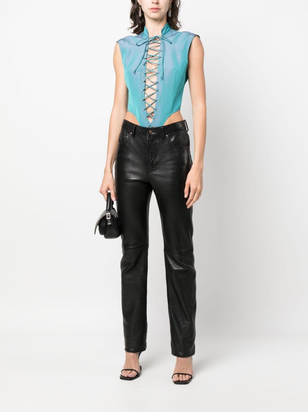 LAQUAN SMITH LaQuan Smith Lace-Up Bodysuit