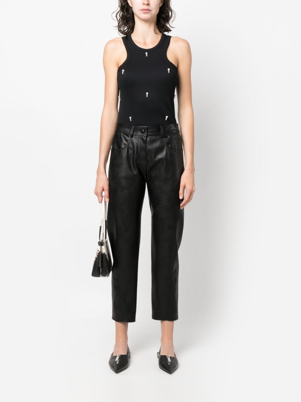STELLA MCCARTNEY Pearl-Embellished Ribbed Tank Top