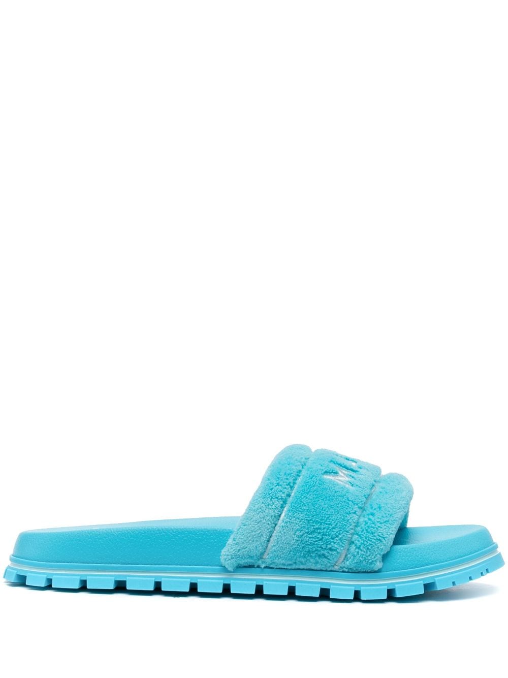 THE MARC JACOBS The Terry Logo-embroidered Slides - Blue | Editorialist