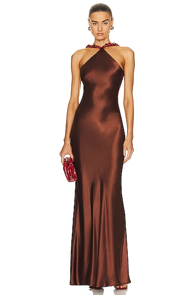 staud cadence dress brown STAUD | Dresses | Staud Cadence Bead Embellished Satin Mini Dress In Clove 6