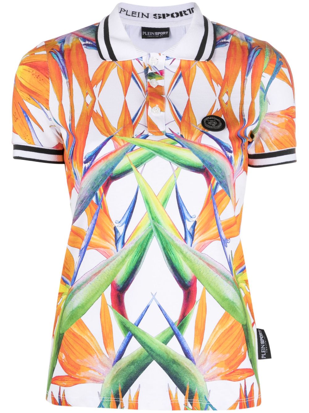 PLEIN SPORT floral-print cotton polo top