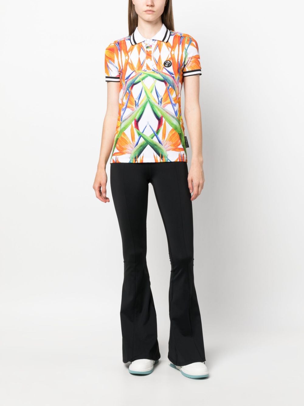 PLEIN SPORT floral-print cotton polo top