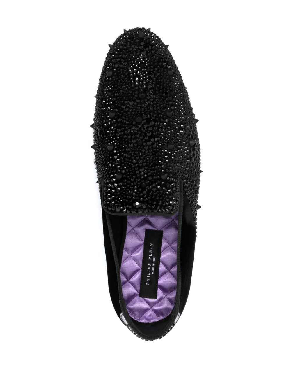 Buy Philipp Plein Rhinestone-embellished Velvet Loafers  display picture 1