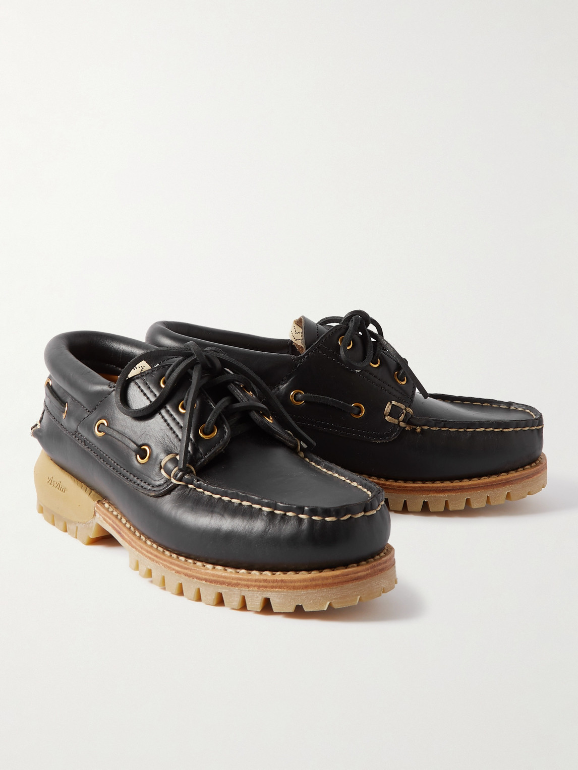 Visvim Wallace Deck-Folk Leather Boat Shoes - Black | Editorialist