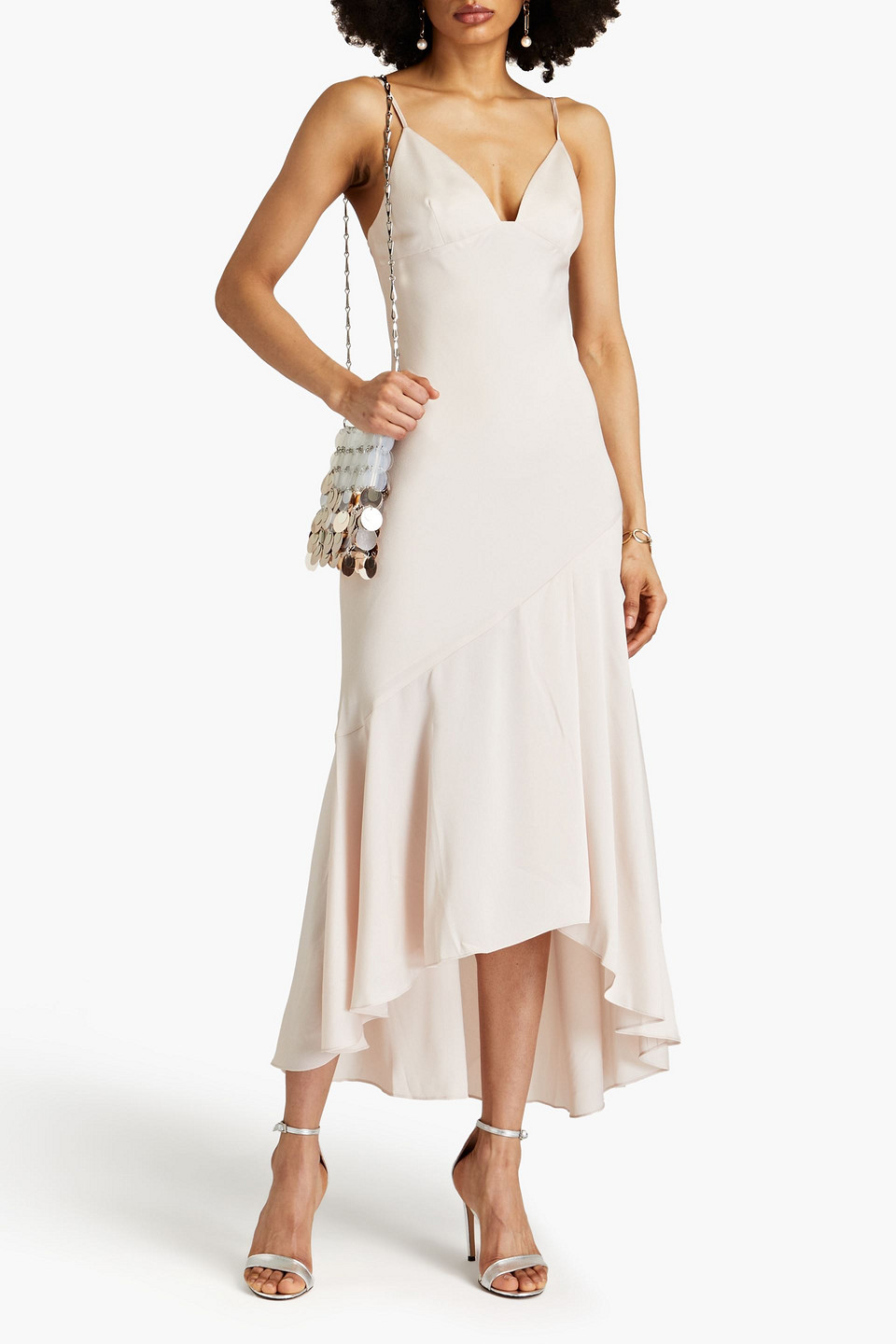 navy blue dress for baby girl Shona Joy La Lune Asymmetrical Bias Cowl Midi Dress in Cream main image 0