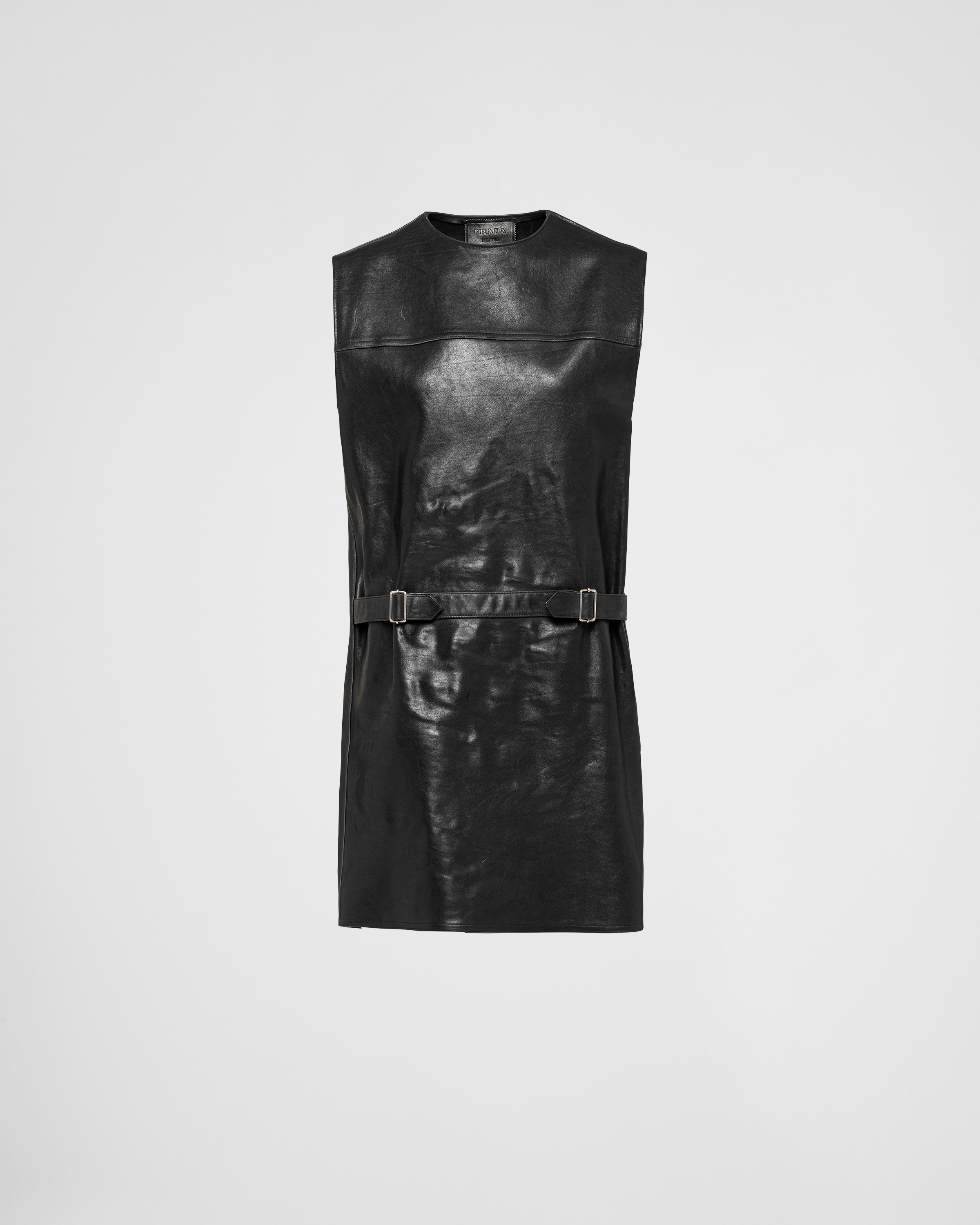 Prada Leather Mini Dress - Black | Editorialist