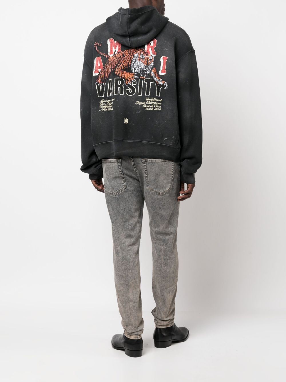 Amiri Vintage Tiger Rib-Trimmed Hoodie In Black - 68% Off