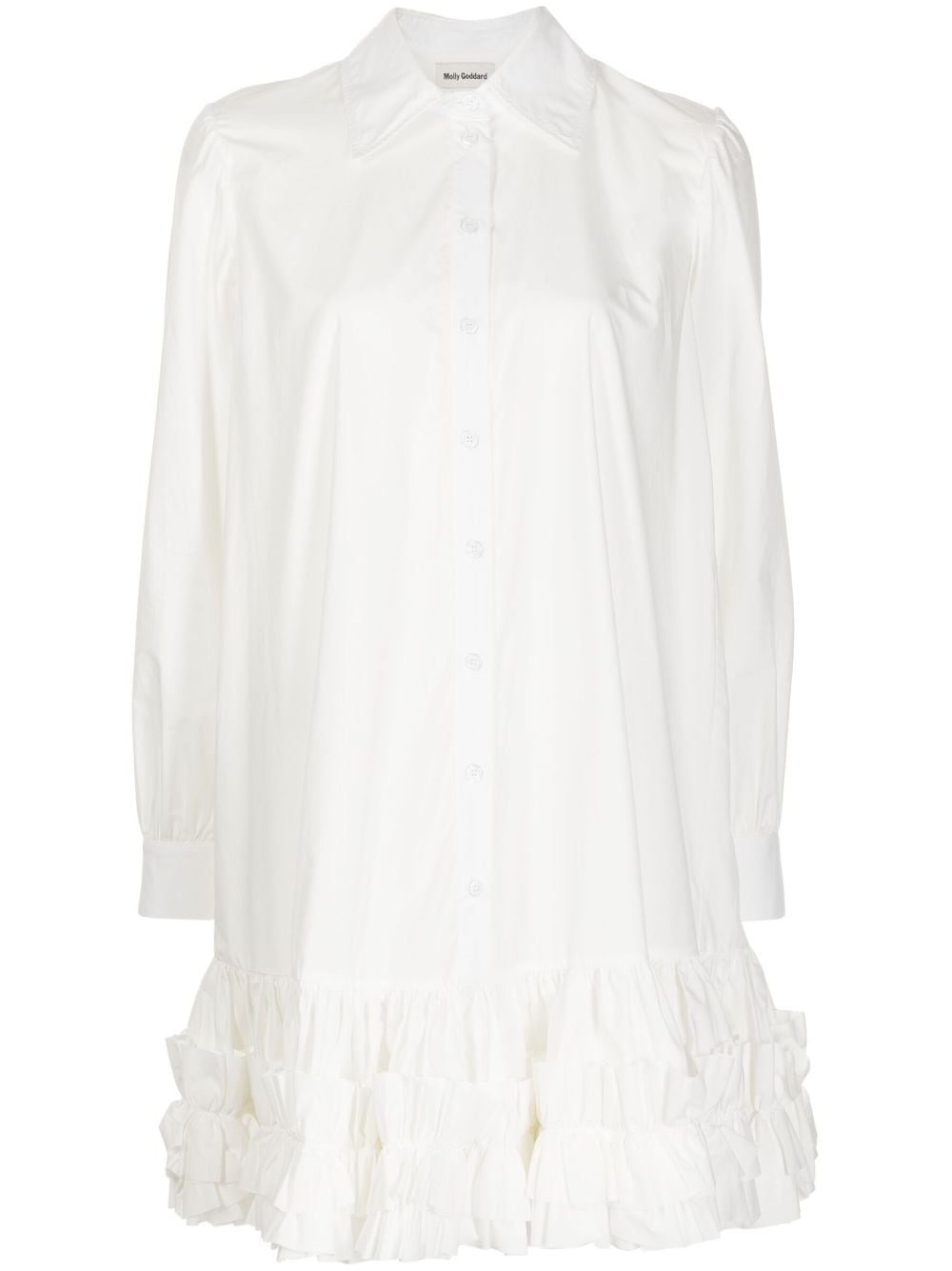 Molly Goddard Long-Sleeve Shirt Dress In White - 72% Off