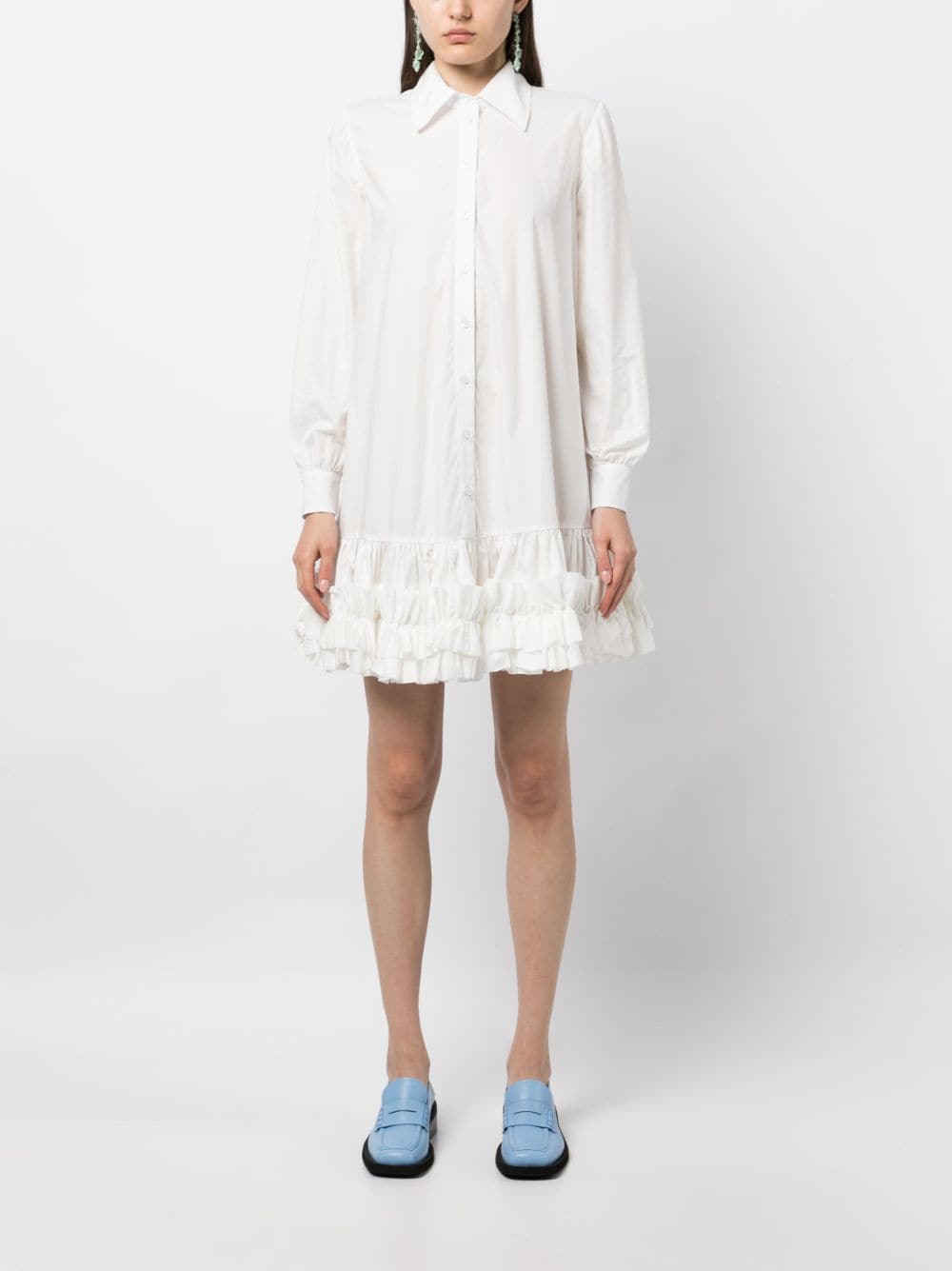 Molly Goddard Long-Sleeve Shirt Dress In White - 72% Off