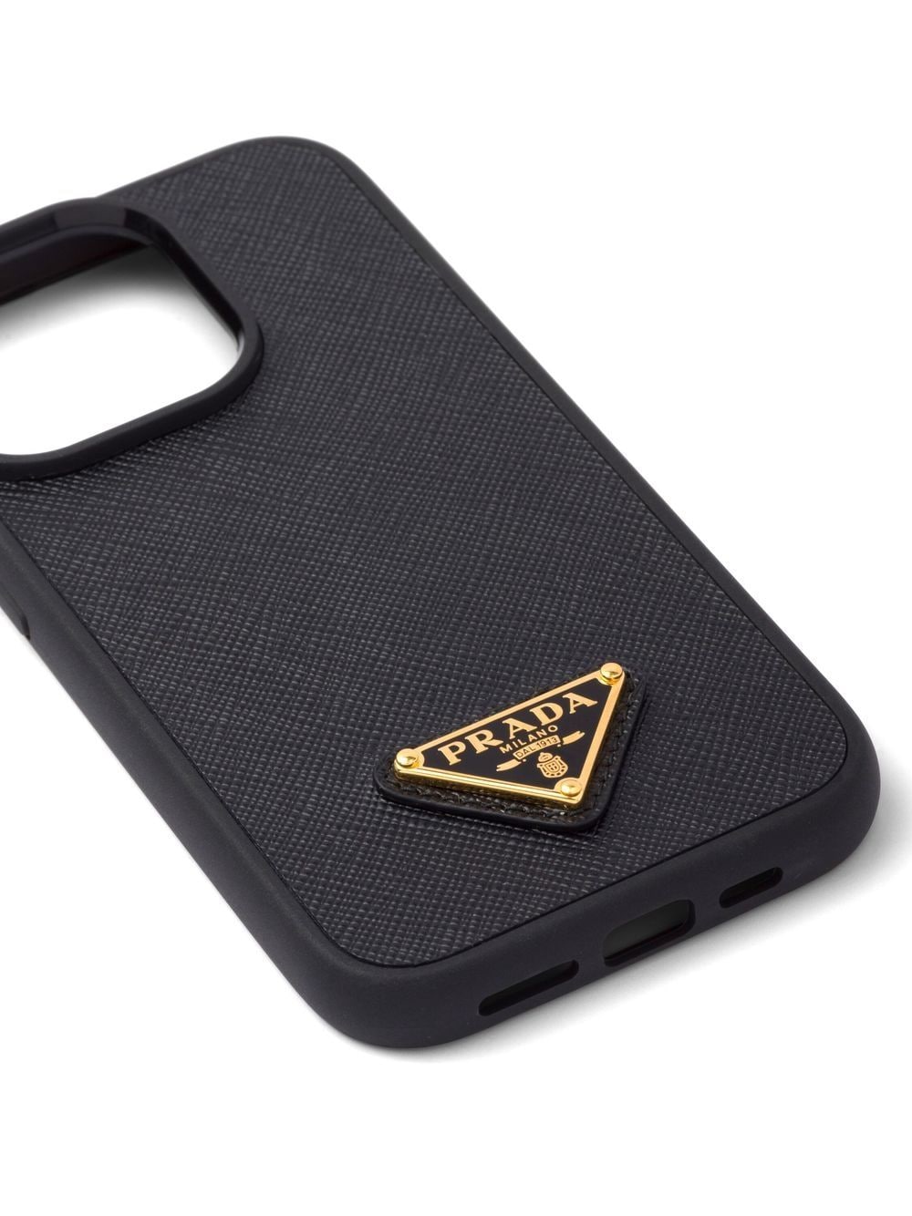 Prada Saffiano Leather Iphone 14 Pro Case - Black | Editorialist