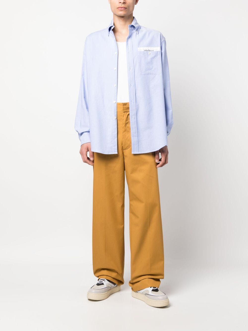 PALM ANGELS sartorial-tape cotton shirt