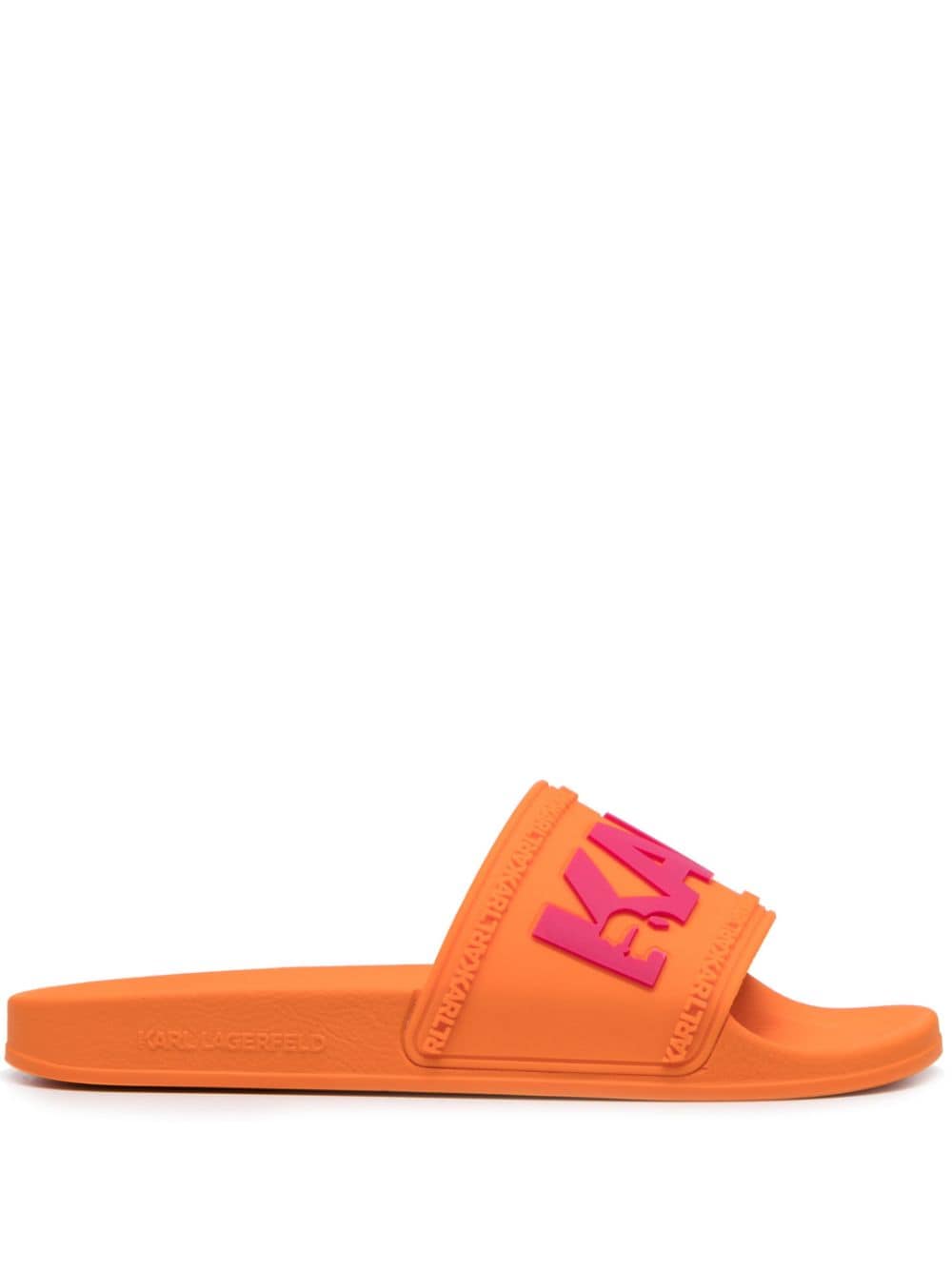 Karl Lagerfeld Kondo Logo-embossed Slides - Orange | Editorialist