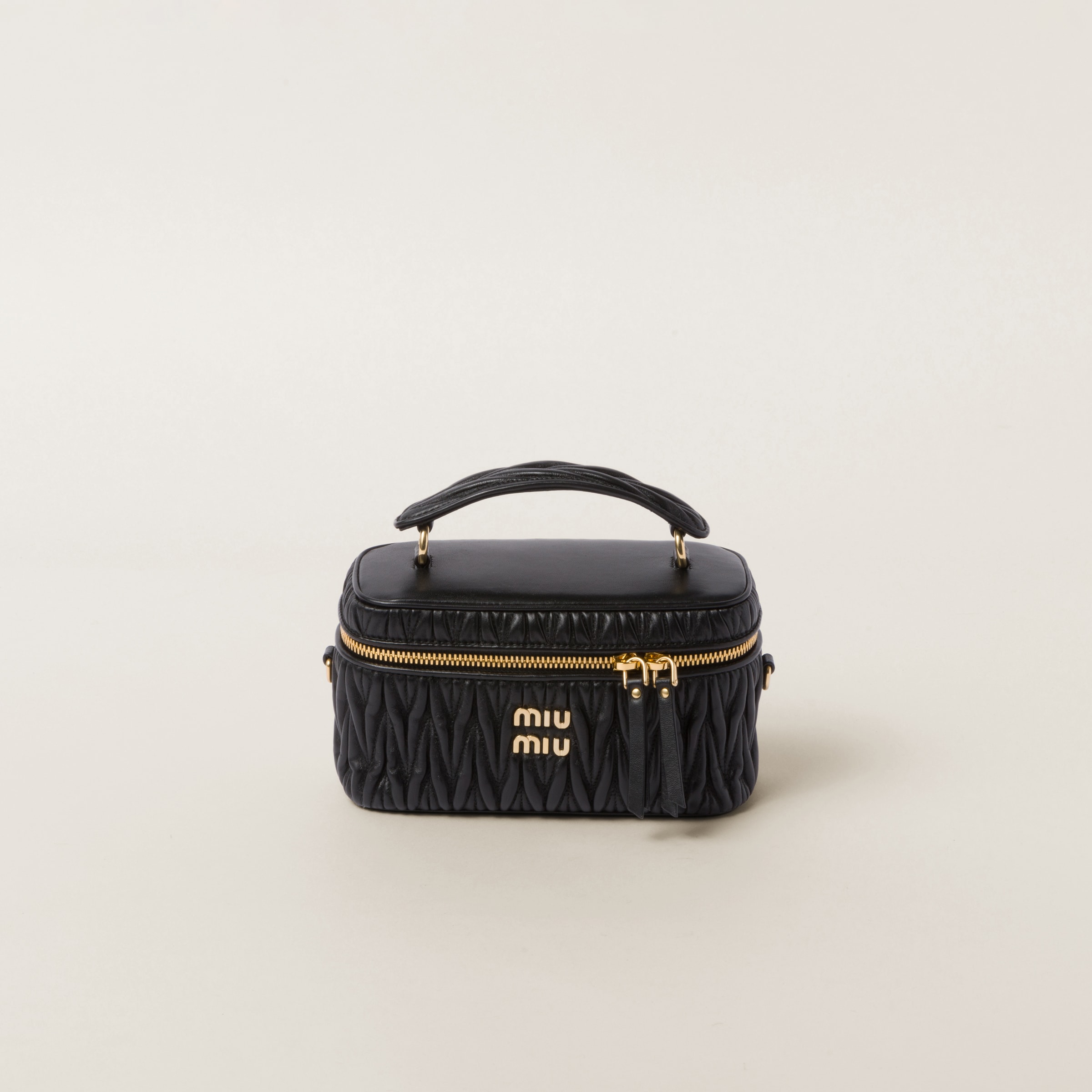 Miu Miu Matelassé Nappa Leather Shoulder Bag - Black