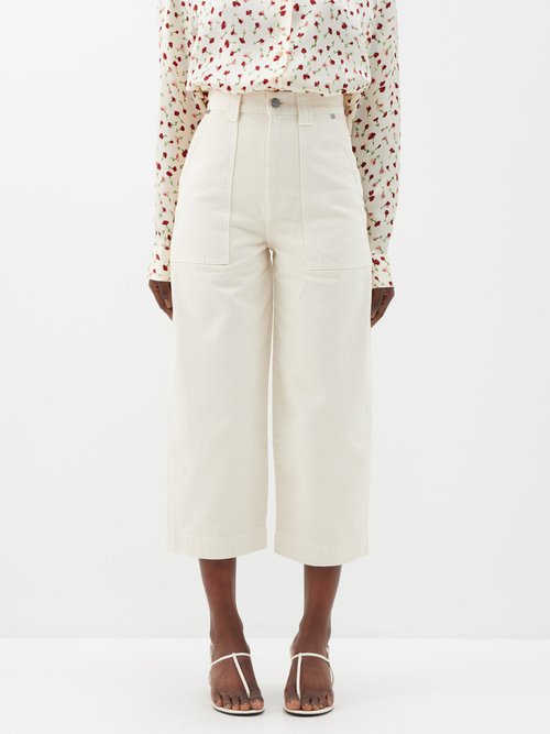 Khaite Hewey High-rise Cropped Jeans - Ivory | Editorialist
