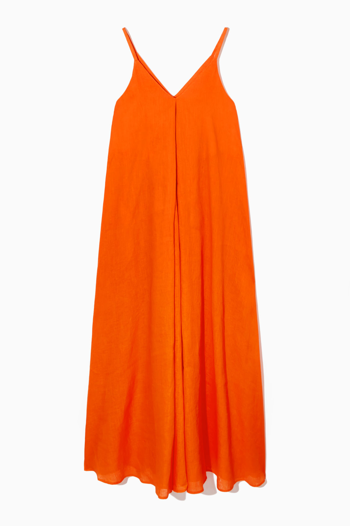 cos pleated linen dress PLEATED V-NECK LINEN MIDI DRESS