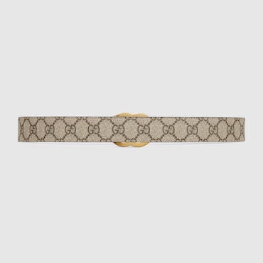 Gucci Gg Belt With Double G Buckle Gg Canvas - Beige  display picture 3