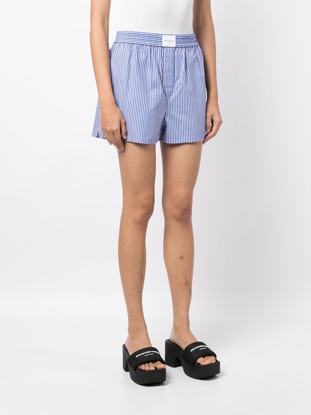 Alexander Wang Striped Boxer Shorts In Blue - 46% Off | Editorialist