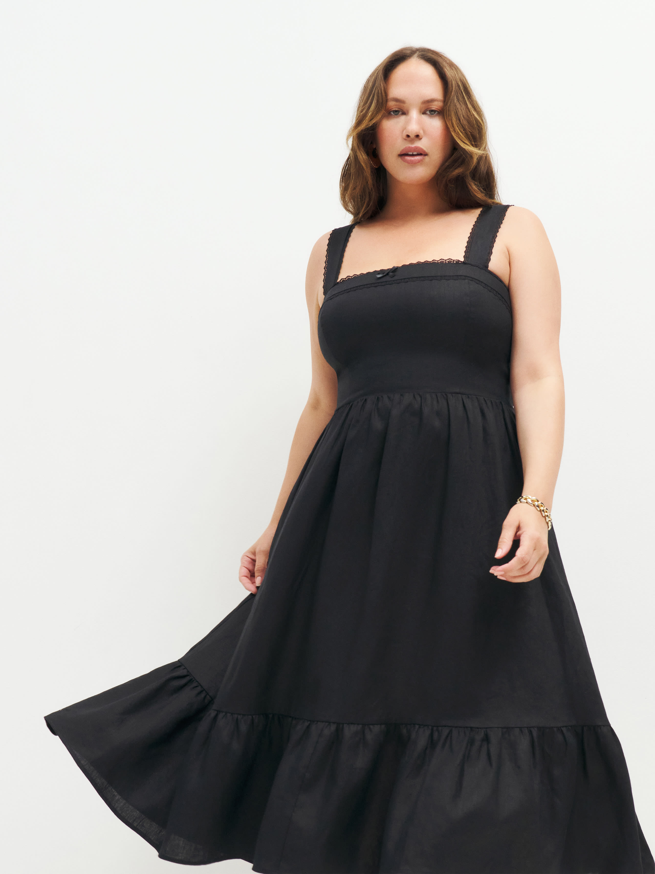 Reformation Rowen Linen Dress - Black | Editorialist