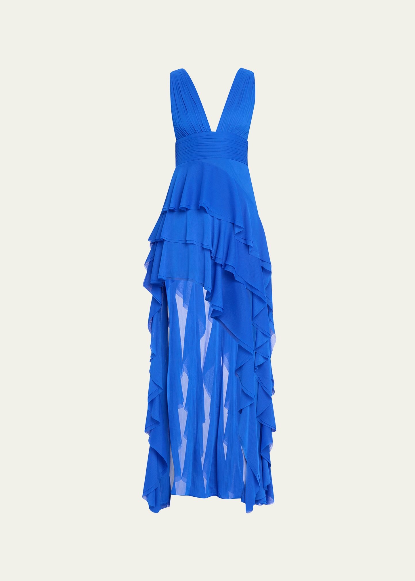 alice and olivia blue ruffle dress Alice + Olivia Florrie Ruffle Midi Dress Indigo/Beige 10