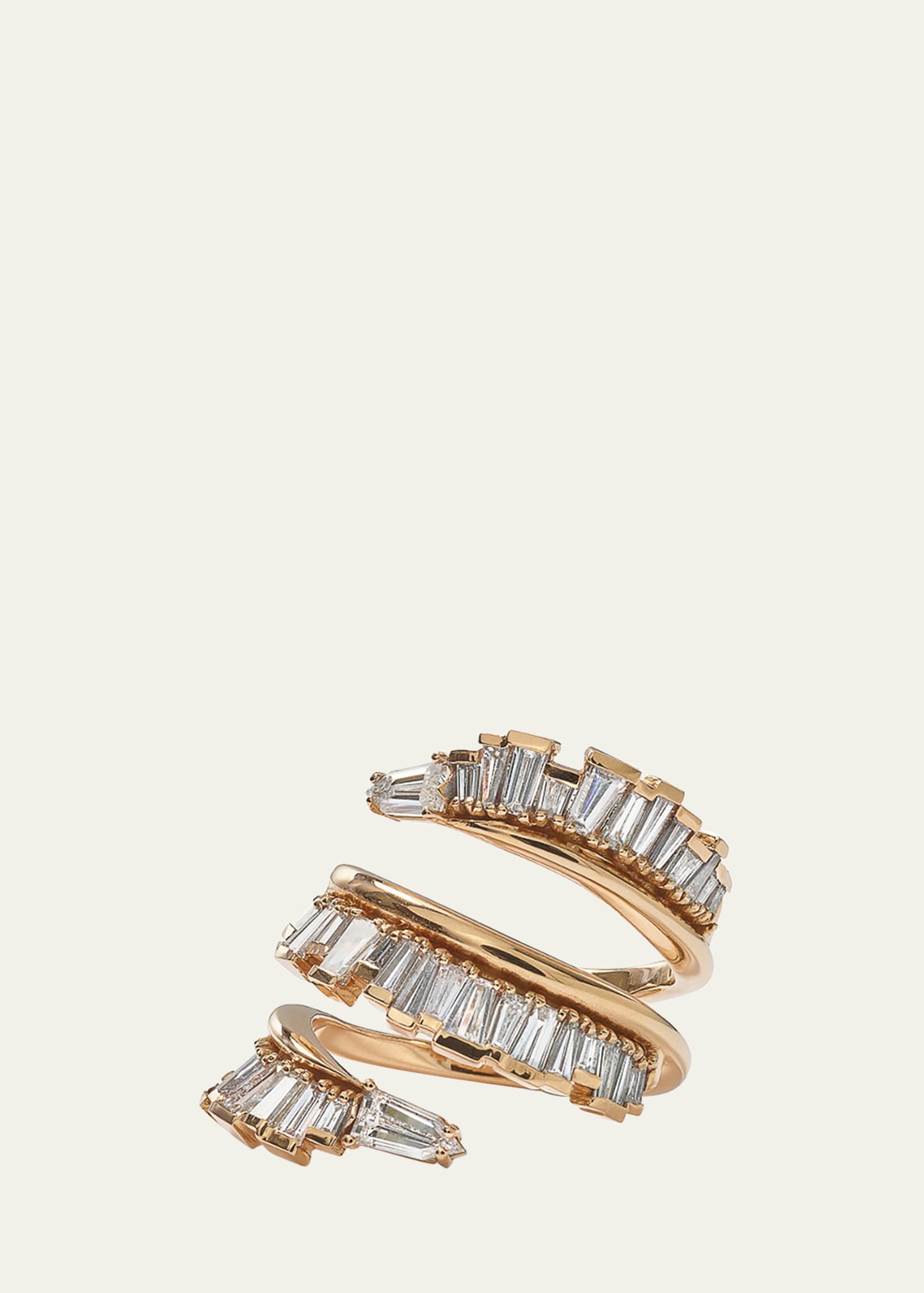 Nak Armstrong 20k Recycled Rose Gold Triple Ruched Coil Ring With White Diamonds - Rg | Editorialist