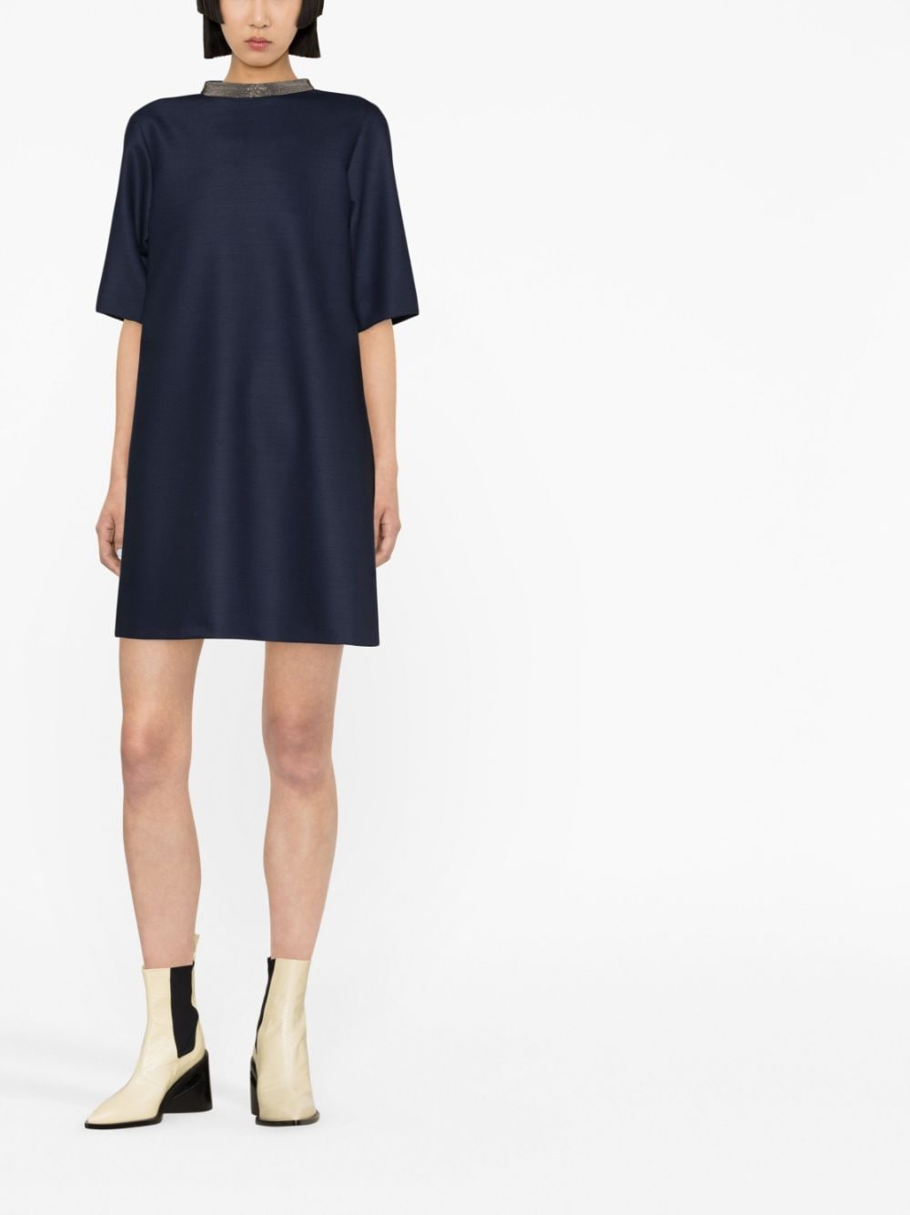 FABIANA FILIPPI Beaded Round-Neck Minidress