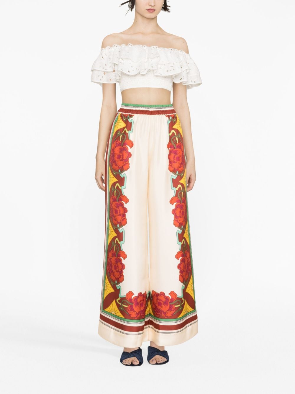 LA DOUBLEJ La DoubleJ Floral-Print Palazzo Trousers