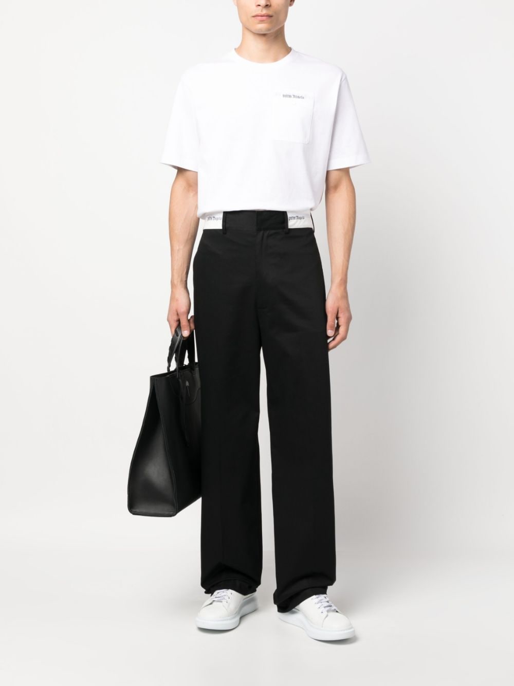 PALM ANGELS logo-waistband chino trousers