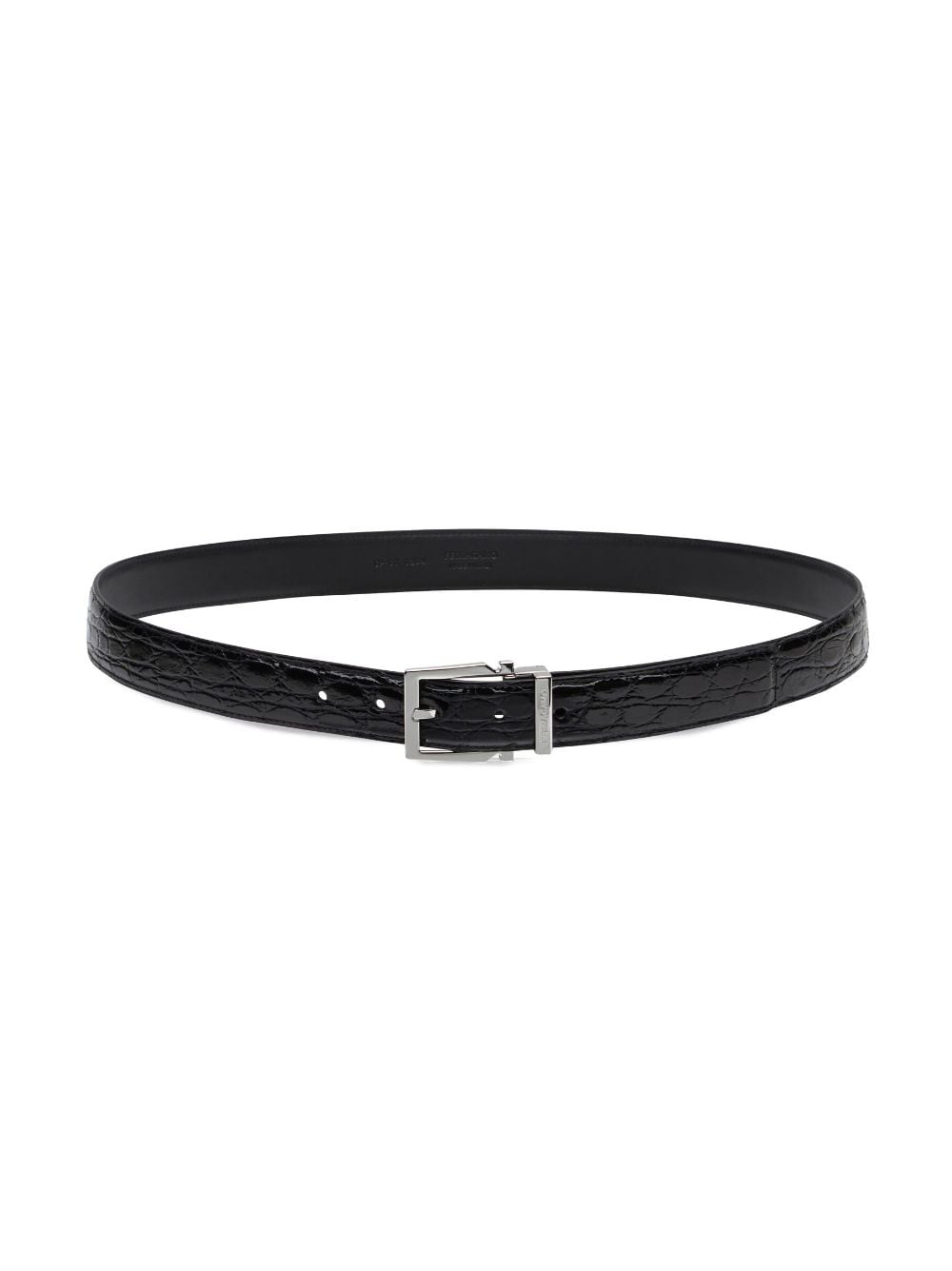 Ferragamo Crocodile-Embossed Belt - Black | Editorialist display picture 3
