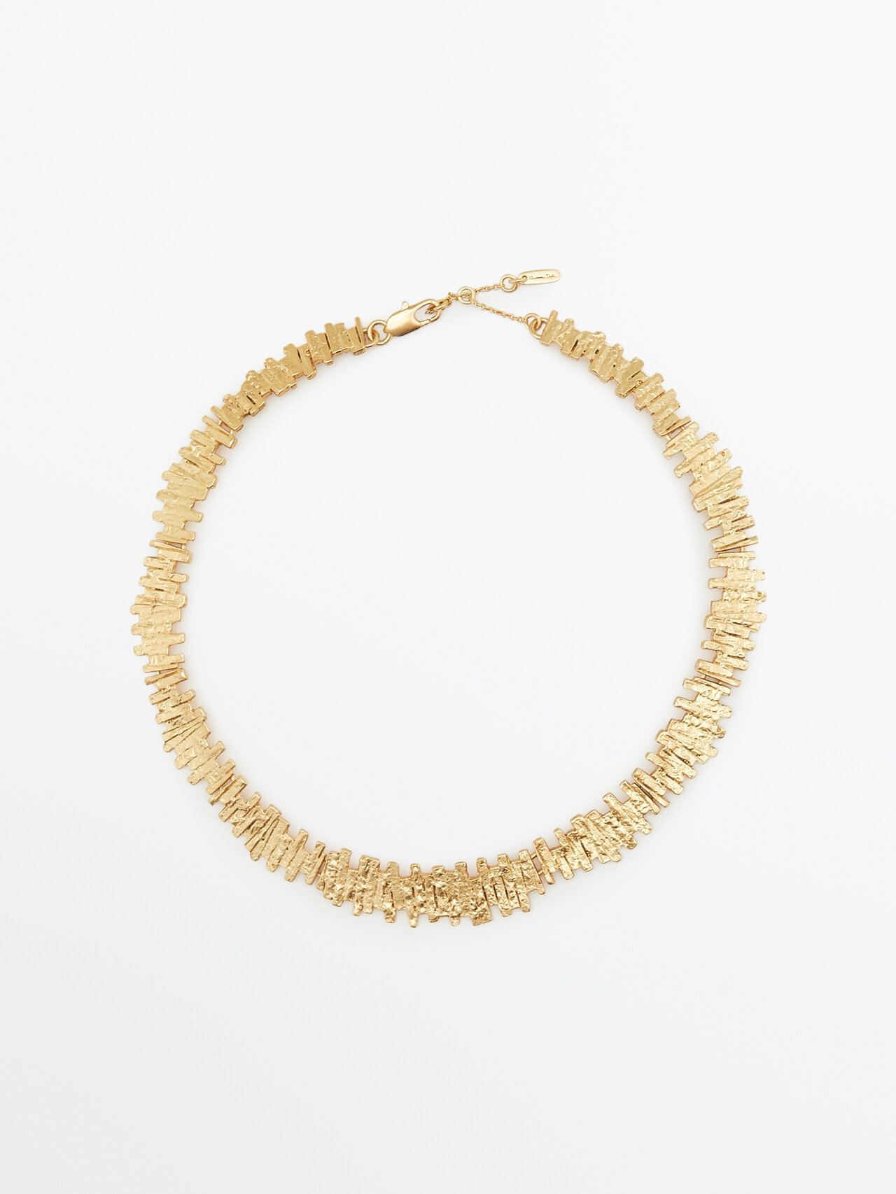 Massimo Dutti Gold-plated Rough-textured Necklace - Golden | Editorialist