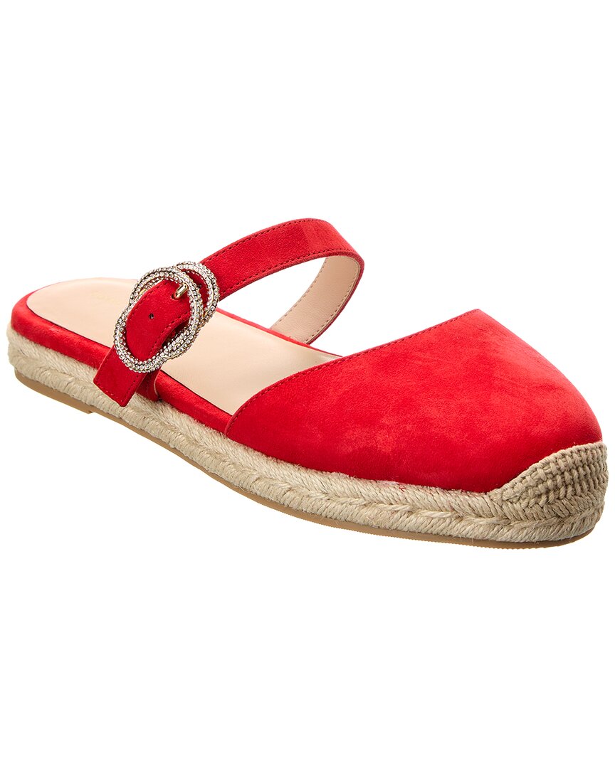 Stuart Weitzman Crystal Buckle Suede Espadrille In Red - 80  display picture 1
