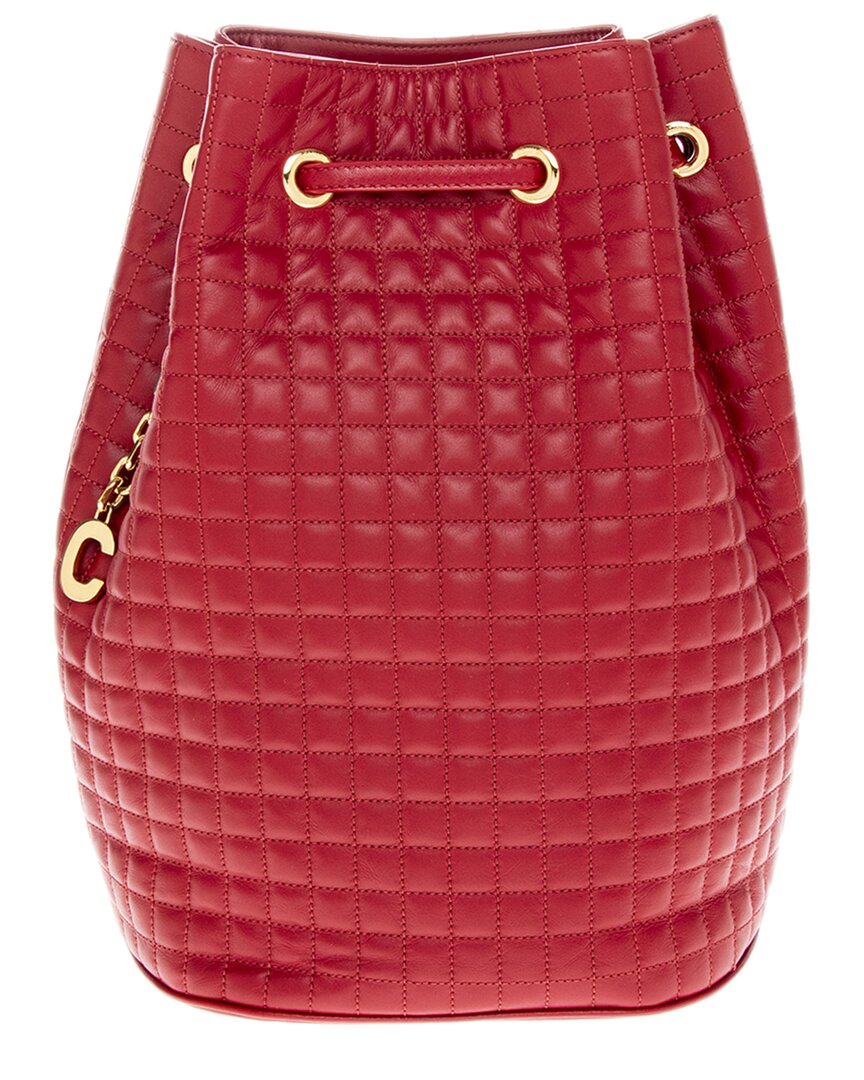 Celine C Charm Small Quilted Leather Bucket Bag In Red - 46 