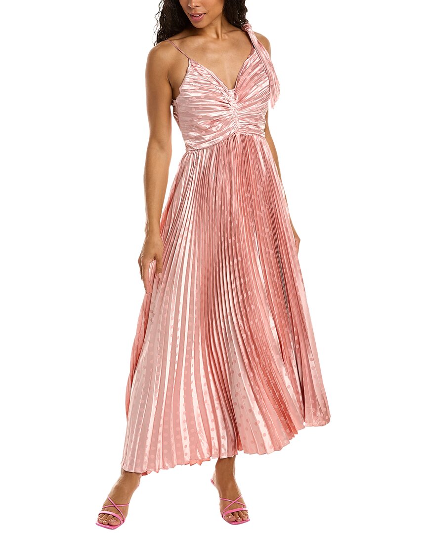 mairee dusty pink satin pleated midi dress Beulah Pleated Dot Midi Dress In Nocolor - 78% Off