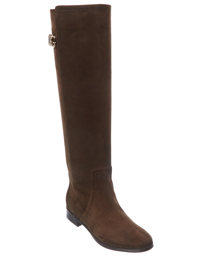 Buy Dolce & Gabbana Dg Logo Suede Boot - Brown At 60% Off | Editorialist