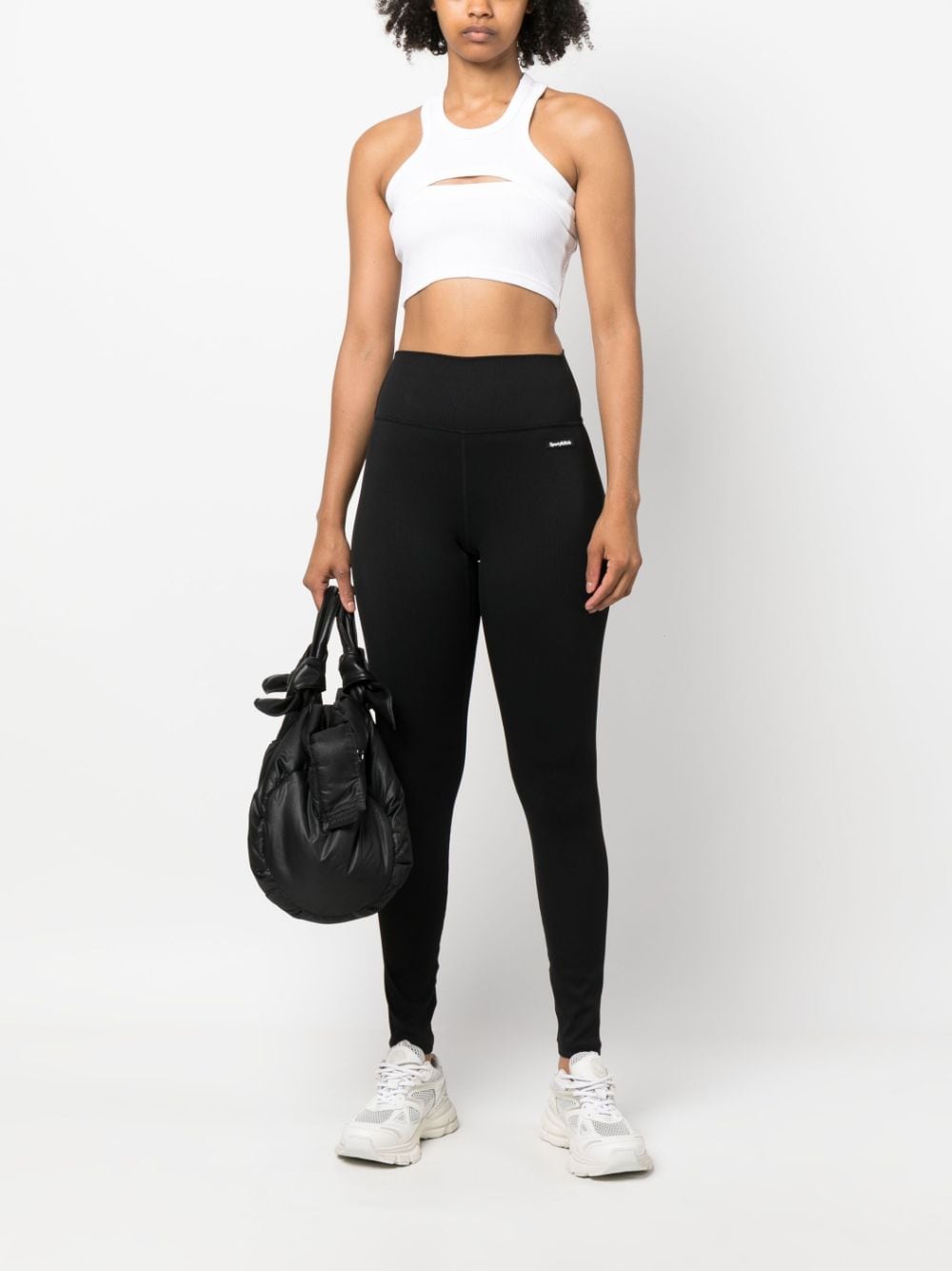 SPORTY & RICH logo-patch ribbed leggings