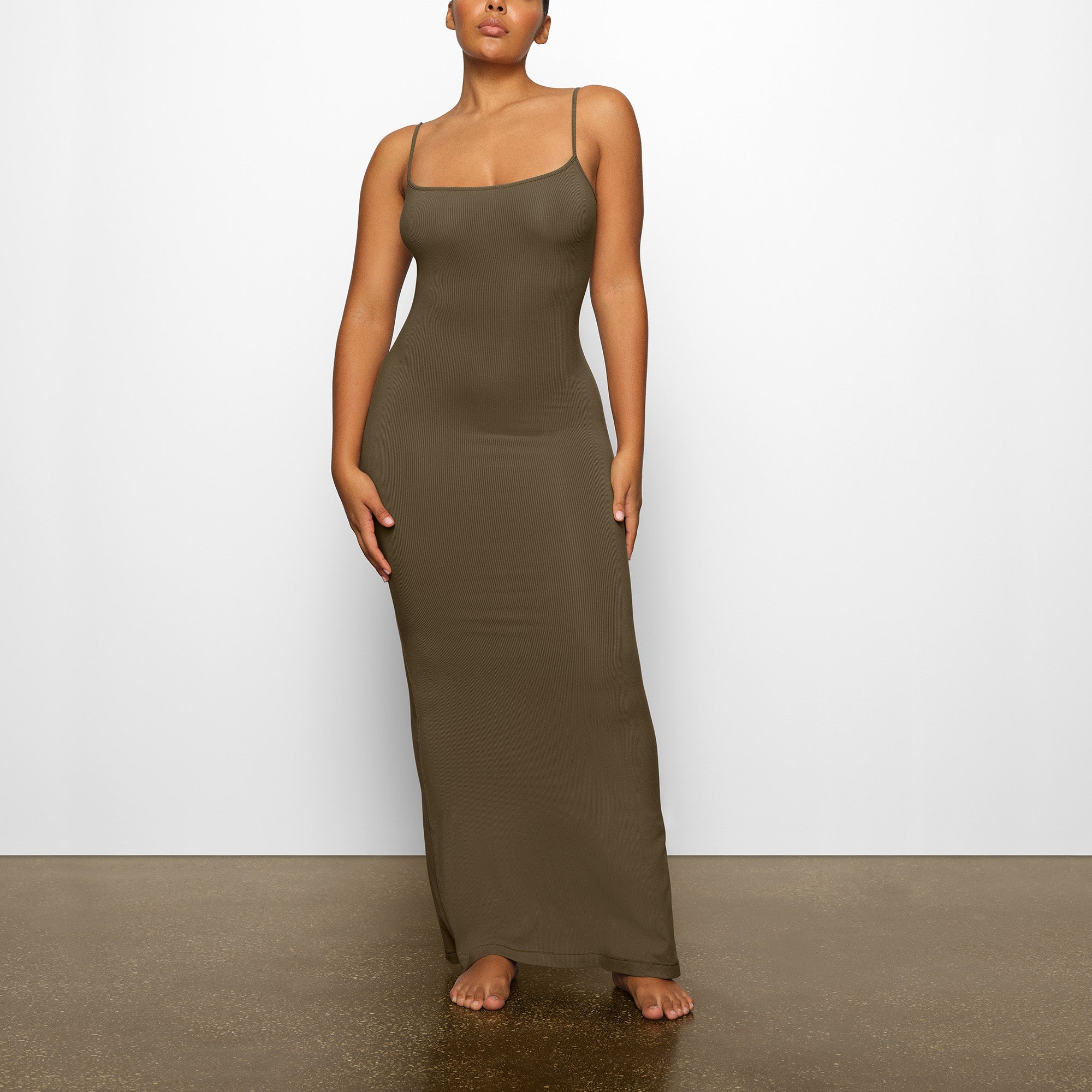 dark green skims dress Skims Soft Lounge Long Slip Dress - Marble