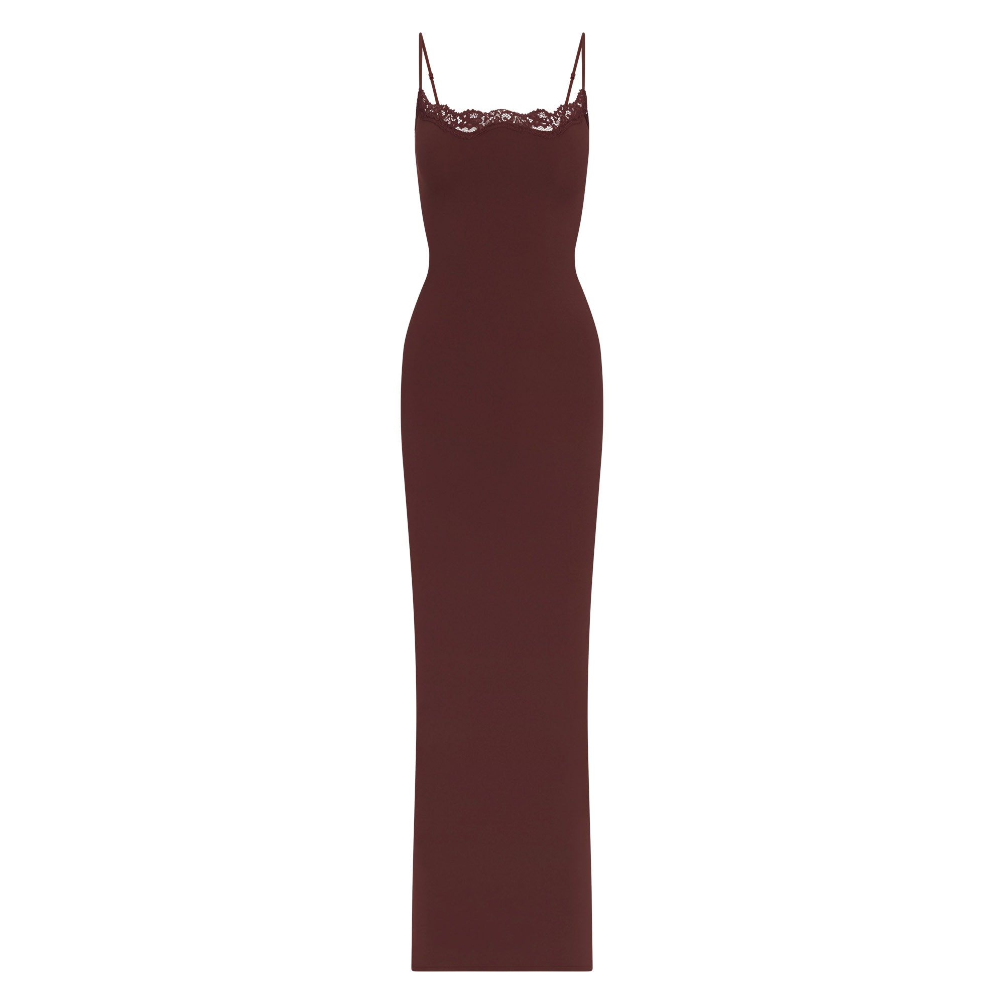 Skims Fits Everybody Lace Long Slip Dress - Bubble Gum Tonal | Editorialist
